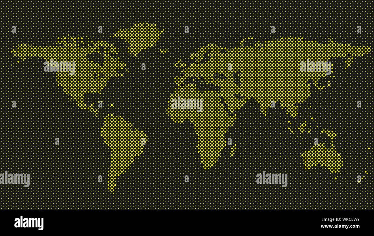 Halftone world map background - vector graphic with circles Stock ...