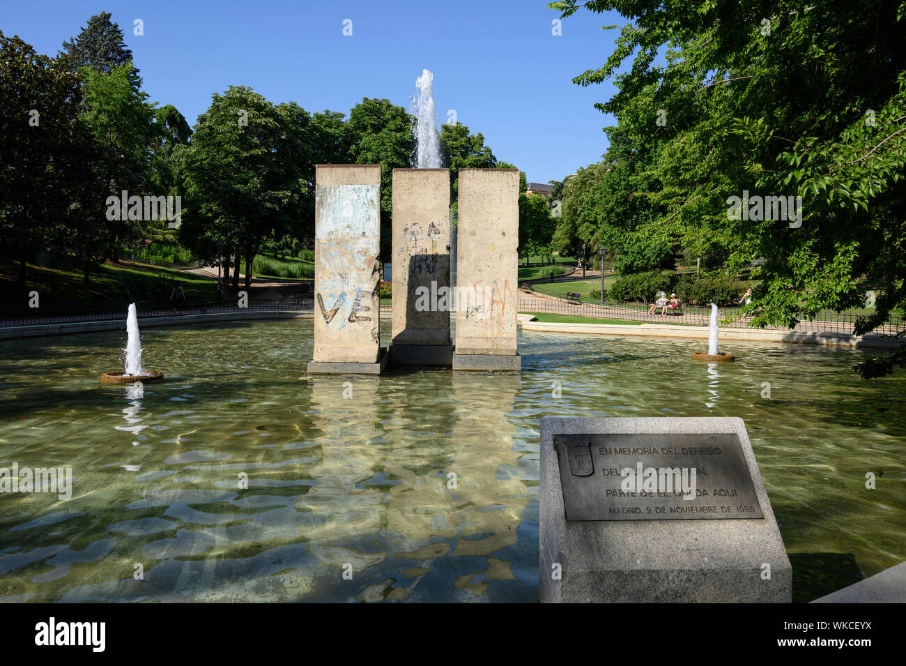 Madrid. Spain. Parque de Berlín, remnants of the Berlin Wall form the ...