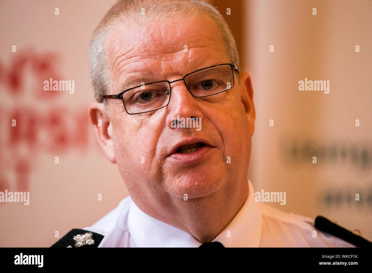 PSNI chief constable Simon Byrne speaks at the Patten 20 Years On ...