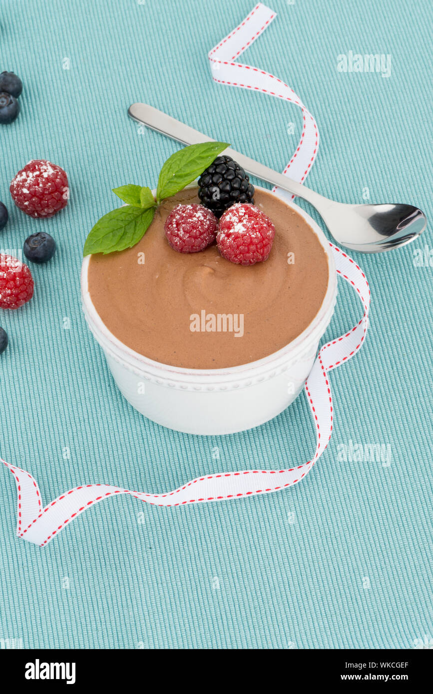 Chocolate mousse and red fruits Stock Photo - Alamy
