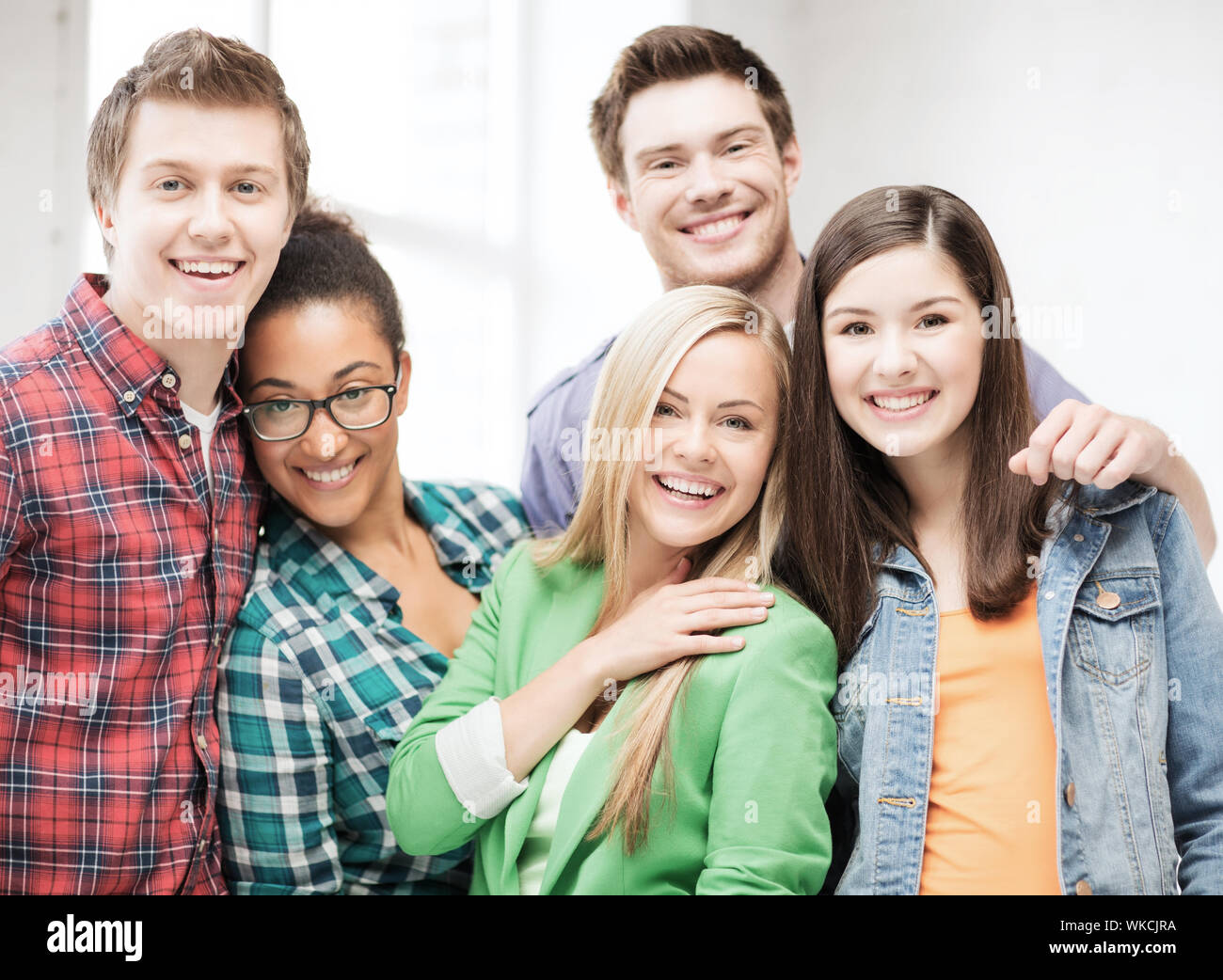 education concept - group of students at school Stock Photo - Alamy
