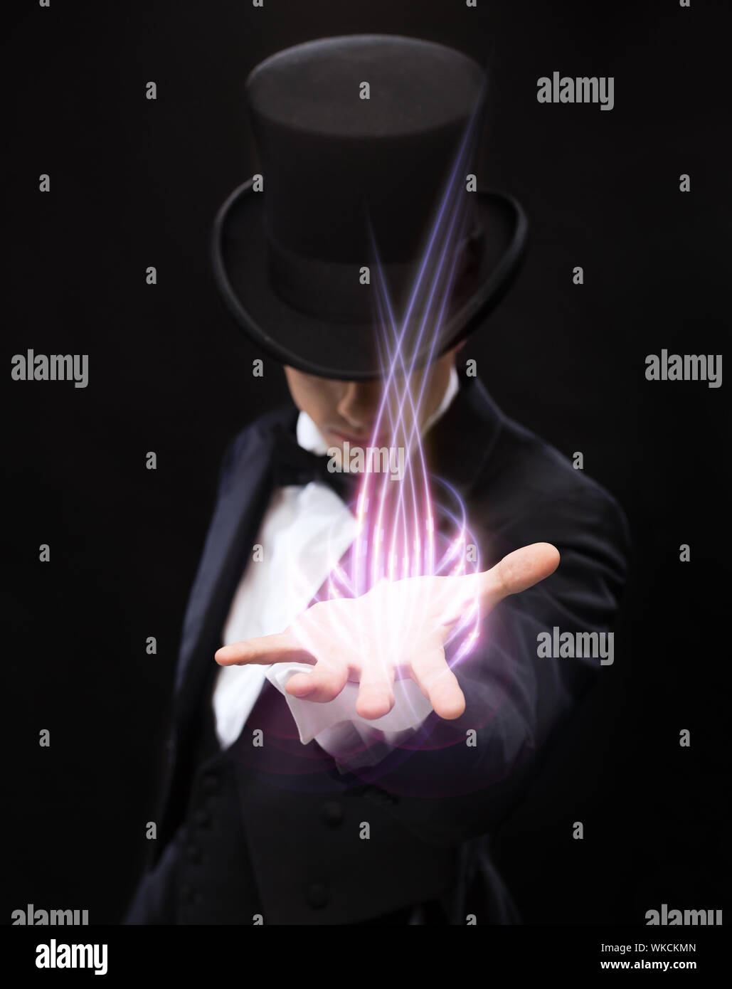 magic, performance, circus, show and advertisement concept - magician ...