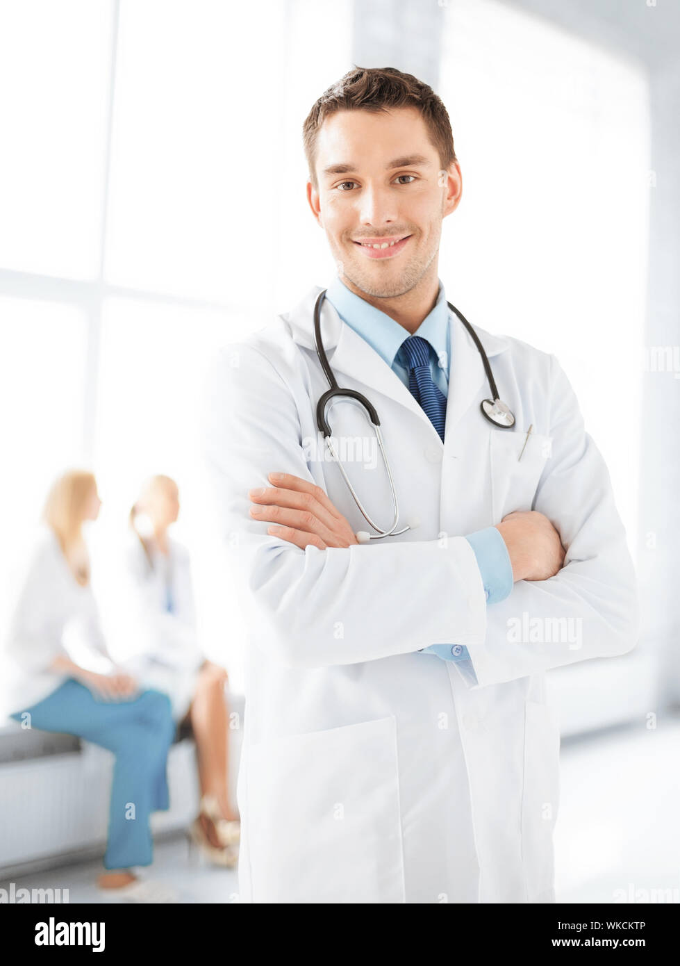 healthcare and medicine concept - male doctor with stethoscope Stock ...