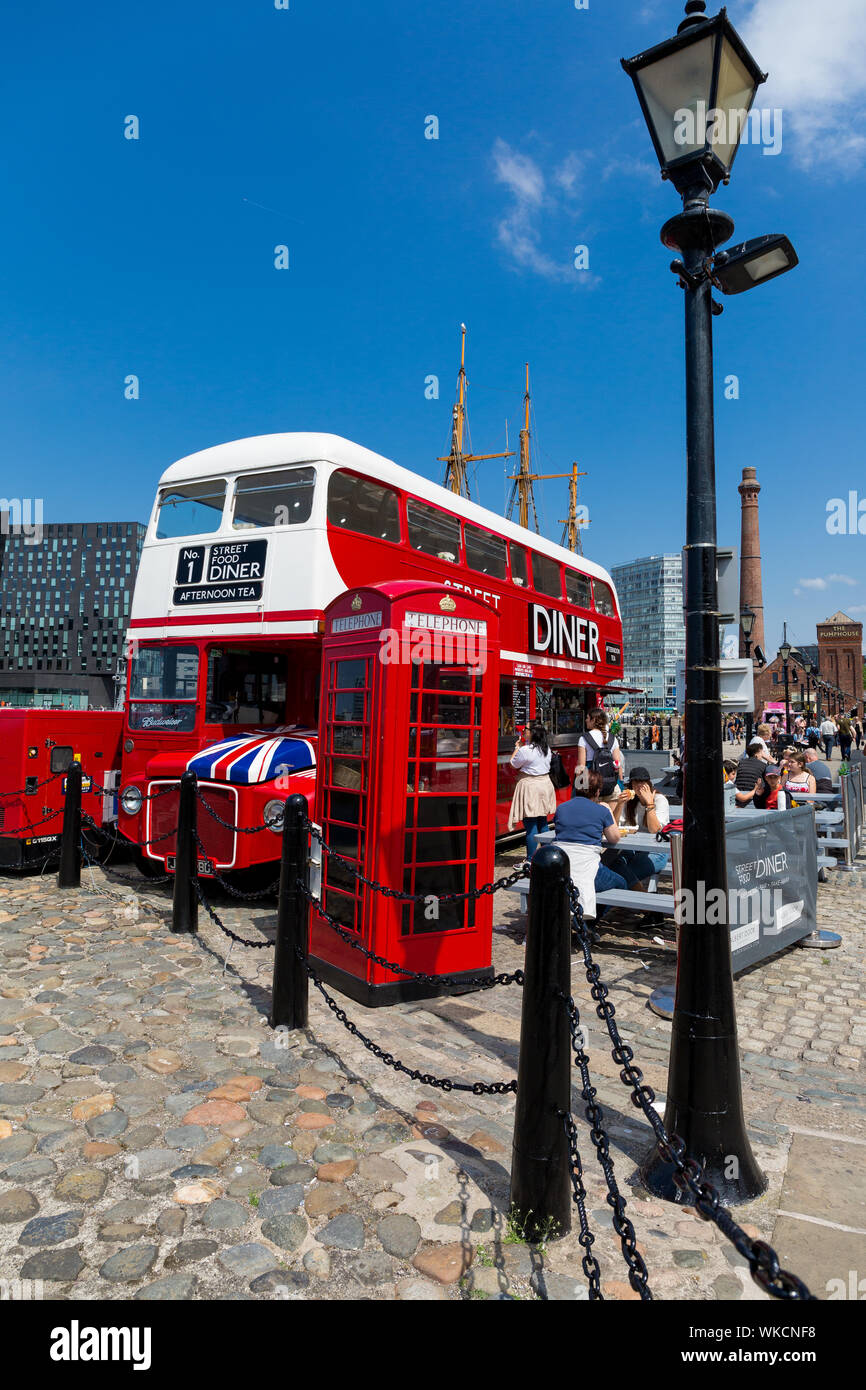 Routemaster bus converted into street cafe diner restaurant facility ...