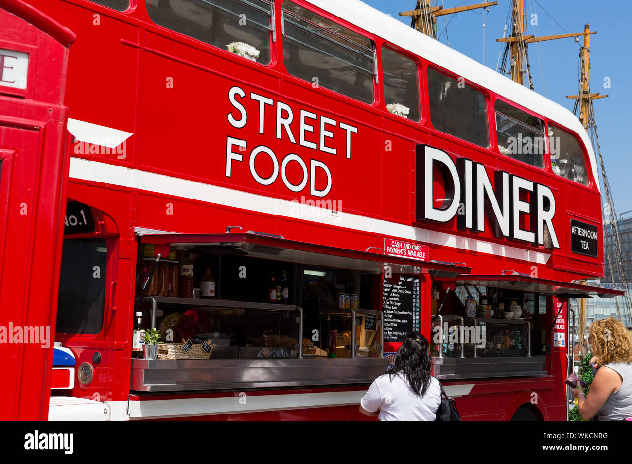 Routemaster bus converted into street cafe diner restaurant facility ...