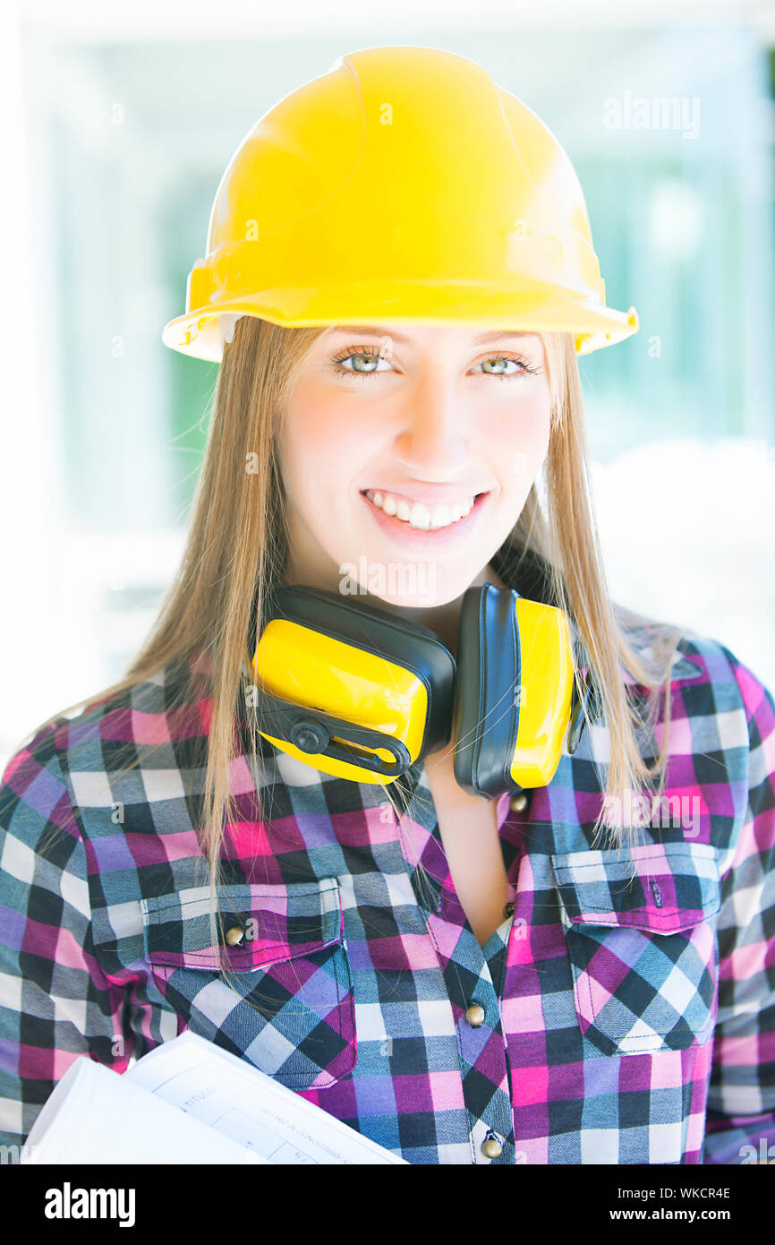Beautiful female engineer wearing helmet hi-res stock photography and ...