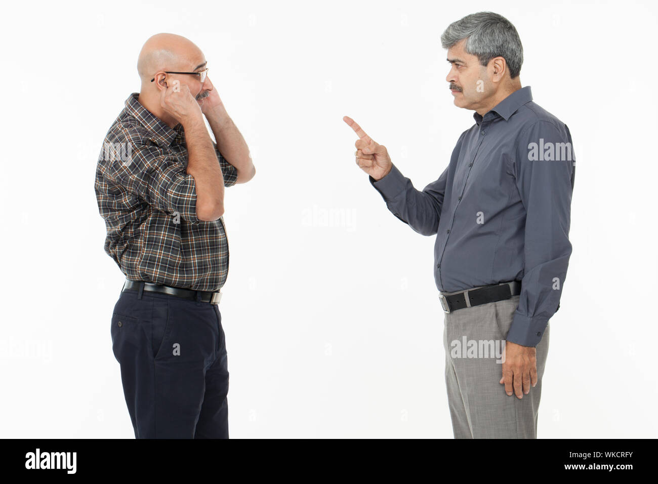 Employee saying sorry to his boss Stock Photo - Alamy