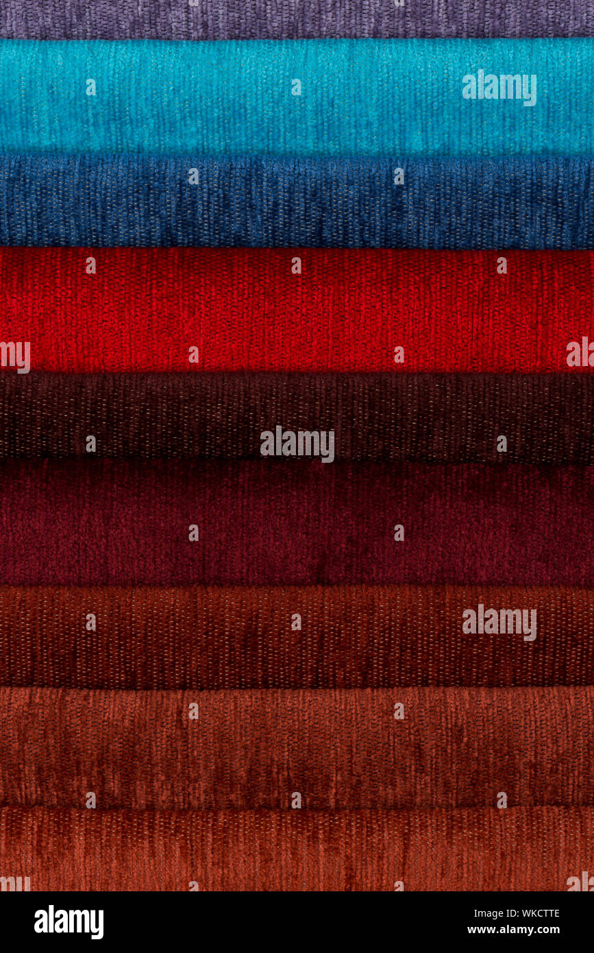 Closeup detail of multi color fabric texture samples Stock Photo - Alamy