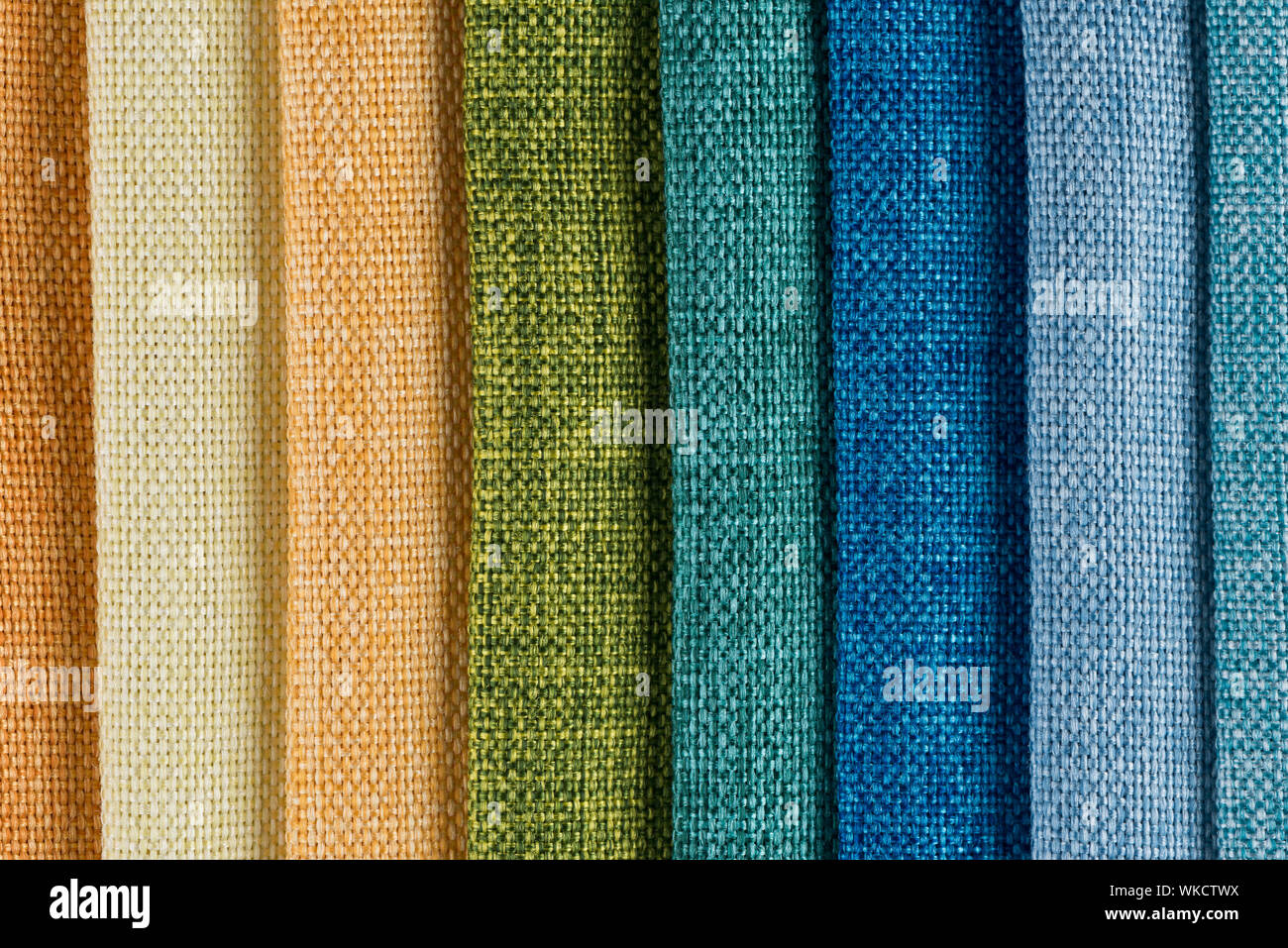 Closeup detail of multi color fabric texture samples Stock Photo - Alamy