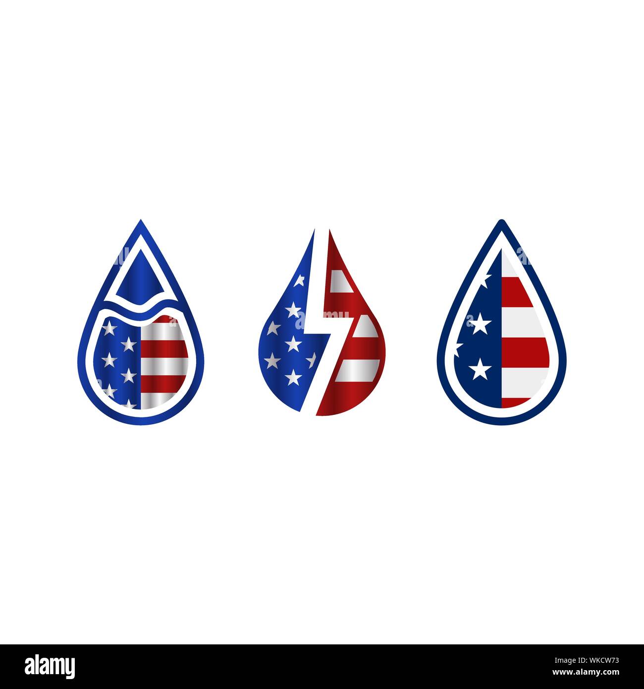 Drop with american flag flat icons on white background Stock Vector ...