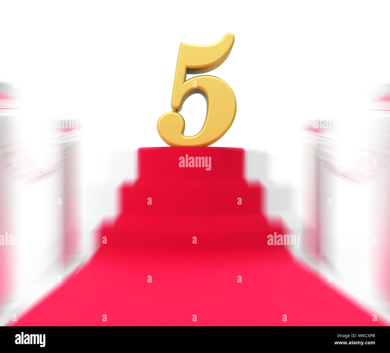 Golden Five On Red Carpet Displaying Movie Industry Awards Or Prizes ...