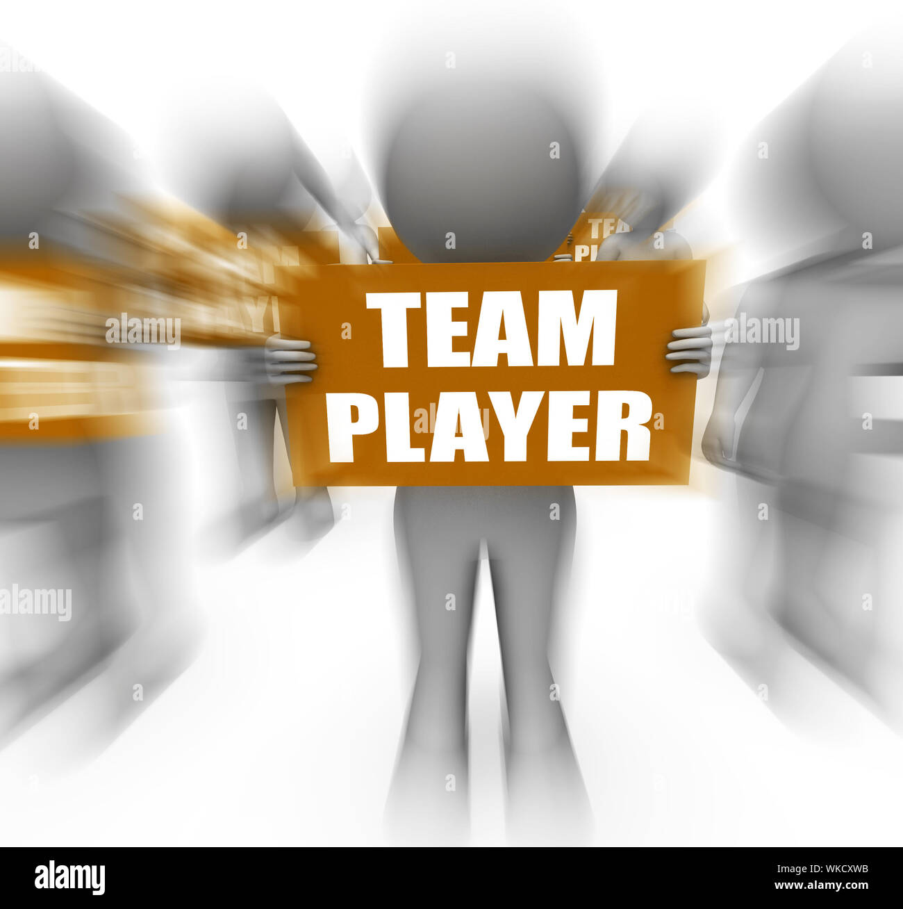 Characters Holding Team Player Signs Displaying Teamwork Partnership Or ...