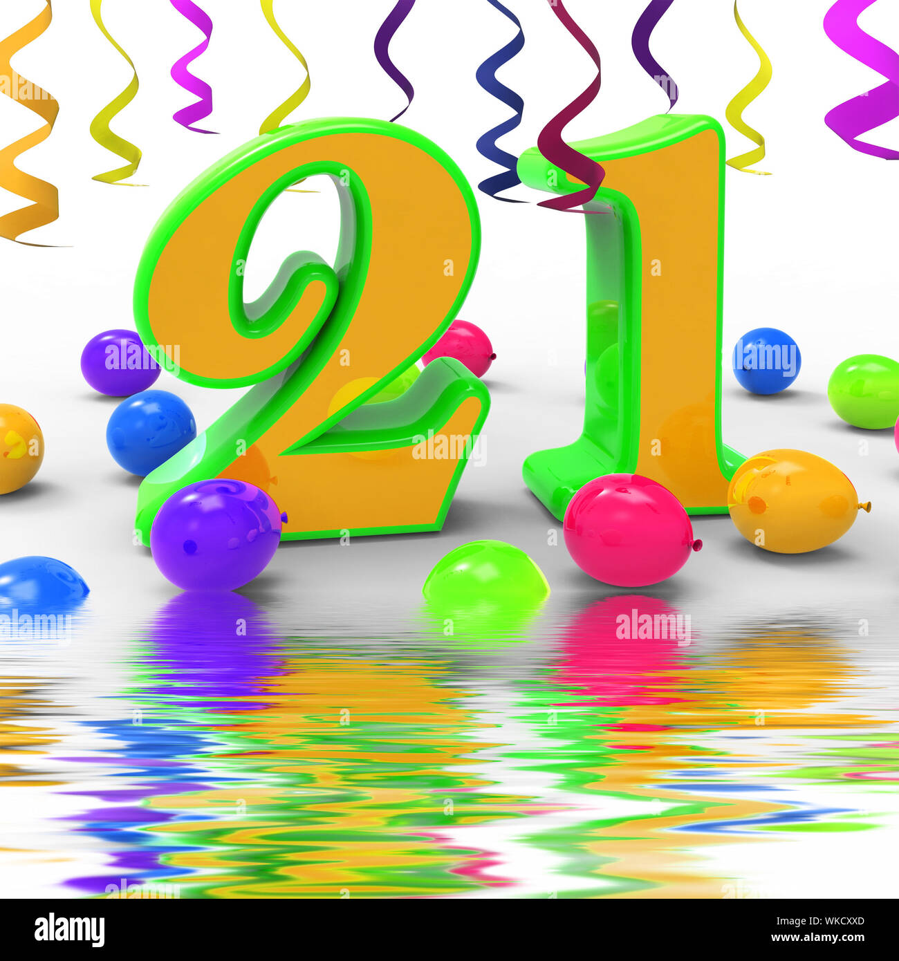 Number Twenty One Party Displaying Colourful Balloons Garlands And ...