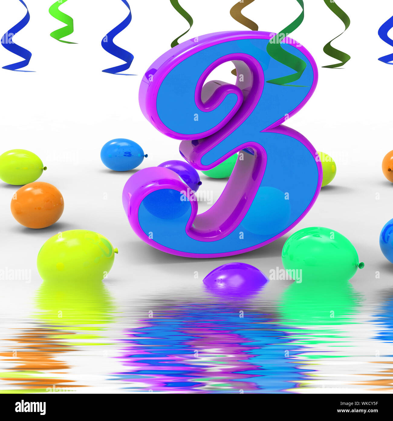 Number Three Party Displaying Colourful Decorations And Adornments ...