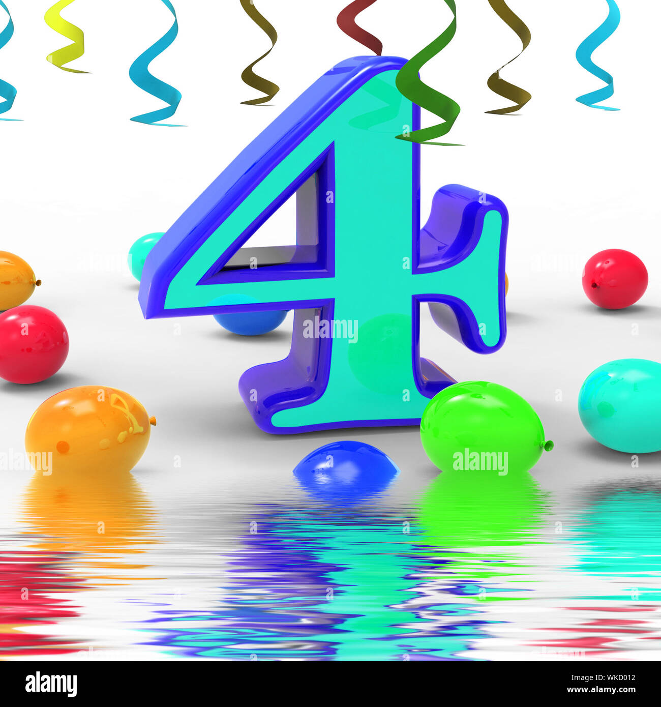 Number Four Party Displaying Colourful Birthday Party Or Celebration ...