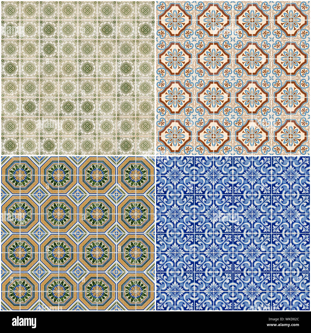 Set of four ceramic tiles patterns, vintage wall decoration Stock Photo ...