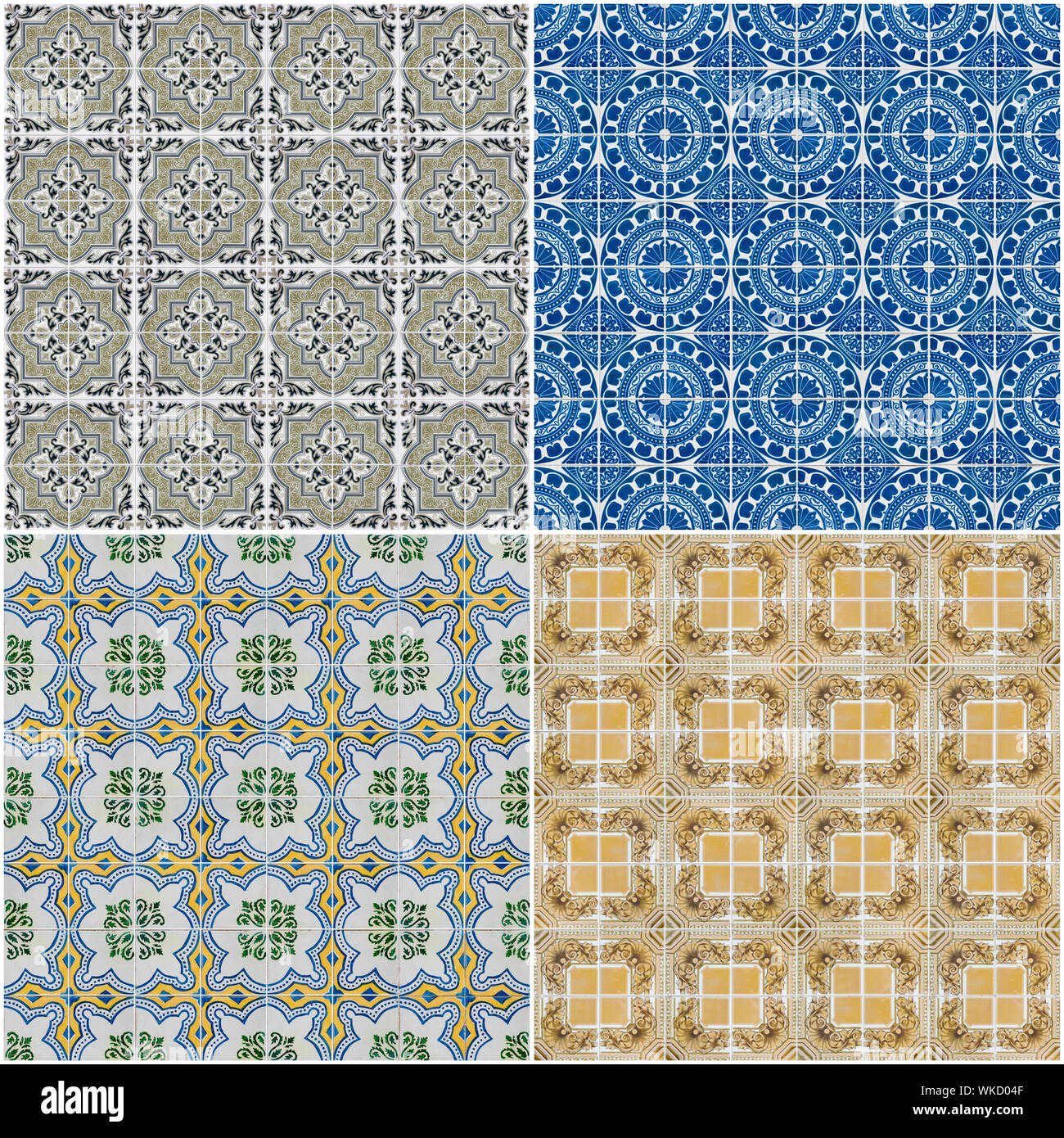 Set of four ceramic tiles patterns, vintage wall decoration Stock Photo ...