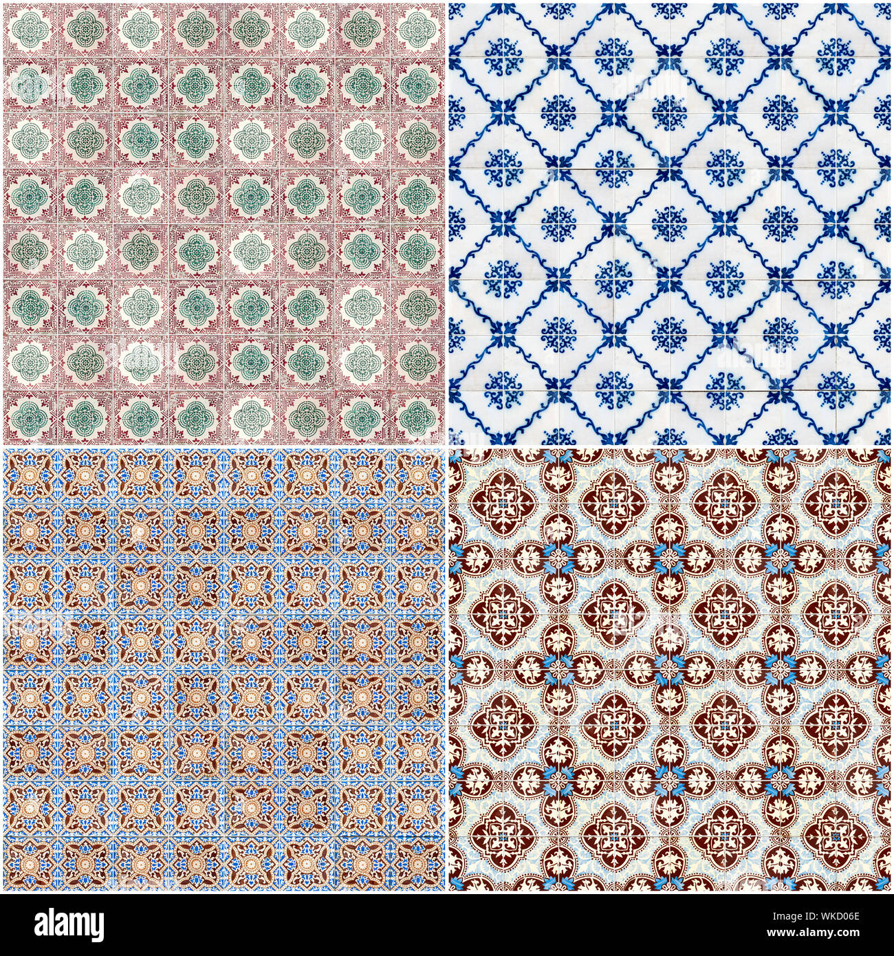 Set of four ceramic tiles patterns, vintage wall decoration Stock Photo ...