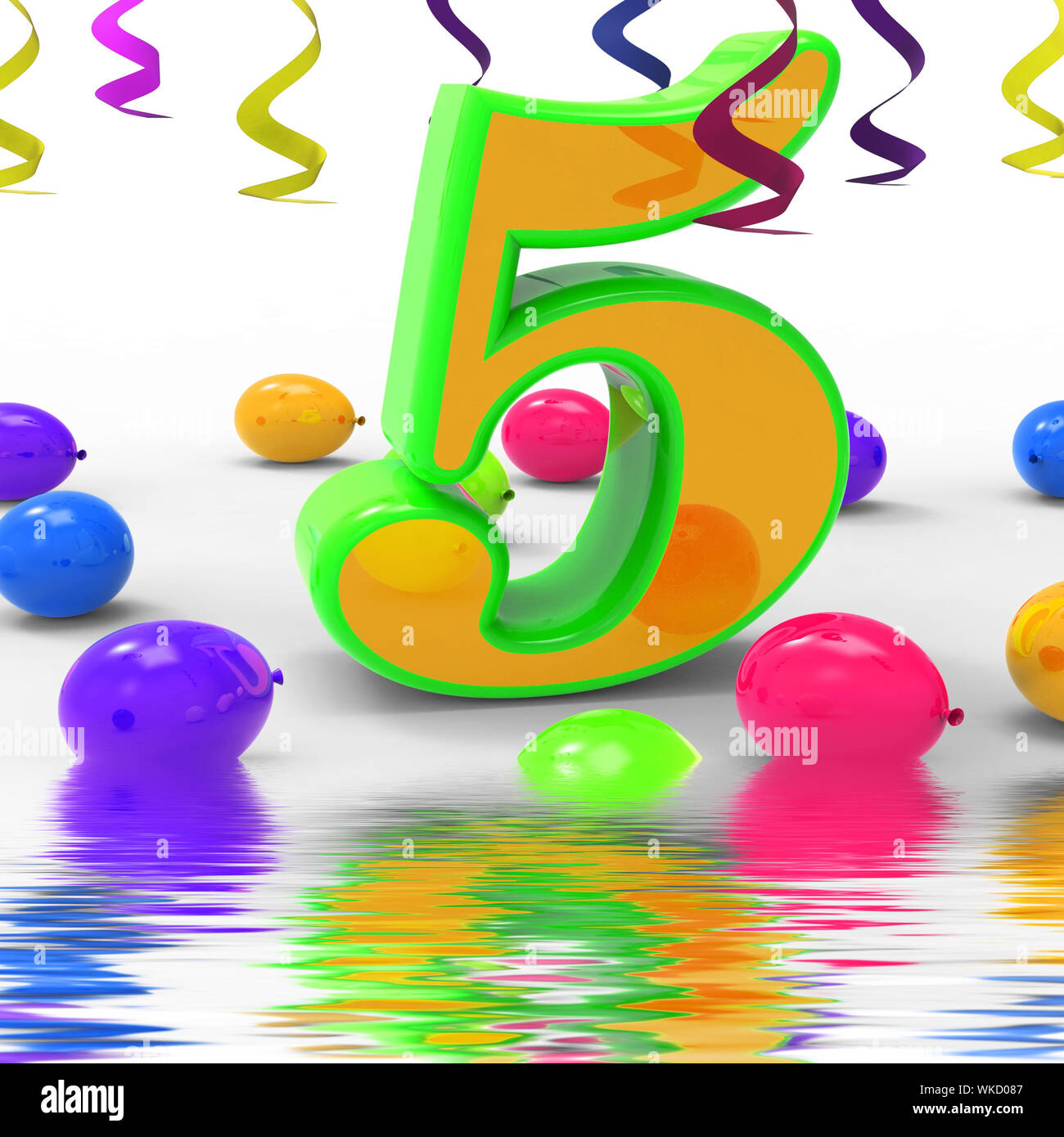 Number Five Party Displaying Multi Coloured Decorations And Confetti ...