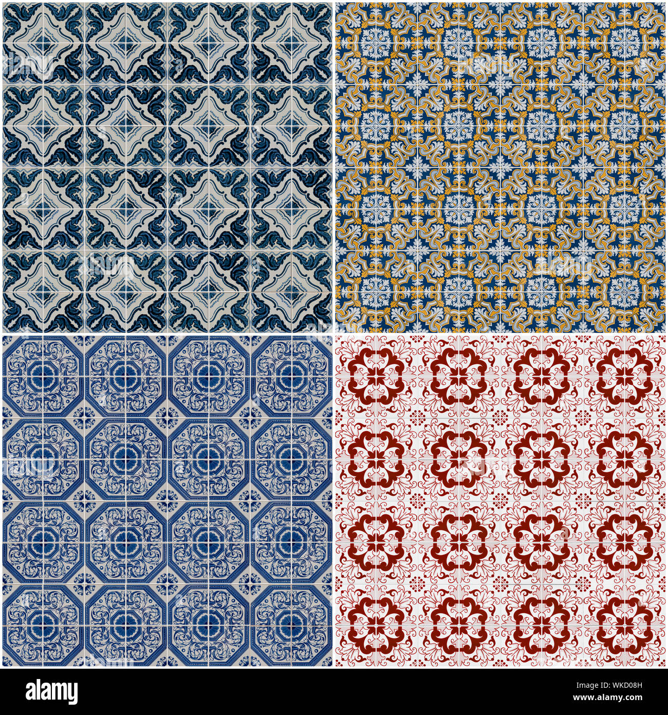 Set of four ceramic tiles patterns, vintage wall decoration Stock Photo ...