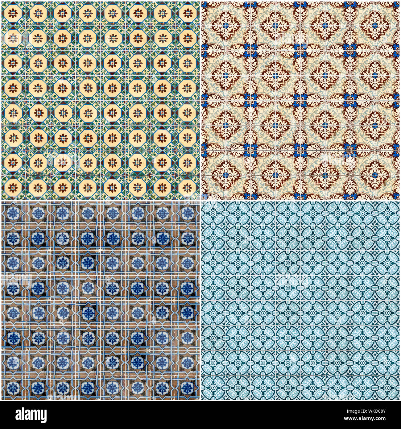 Set of four ceramic tiles patterns, vintage wall decoration Stock Photo ...