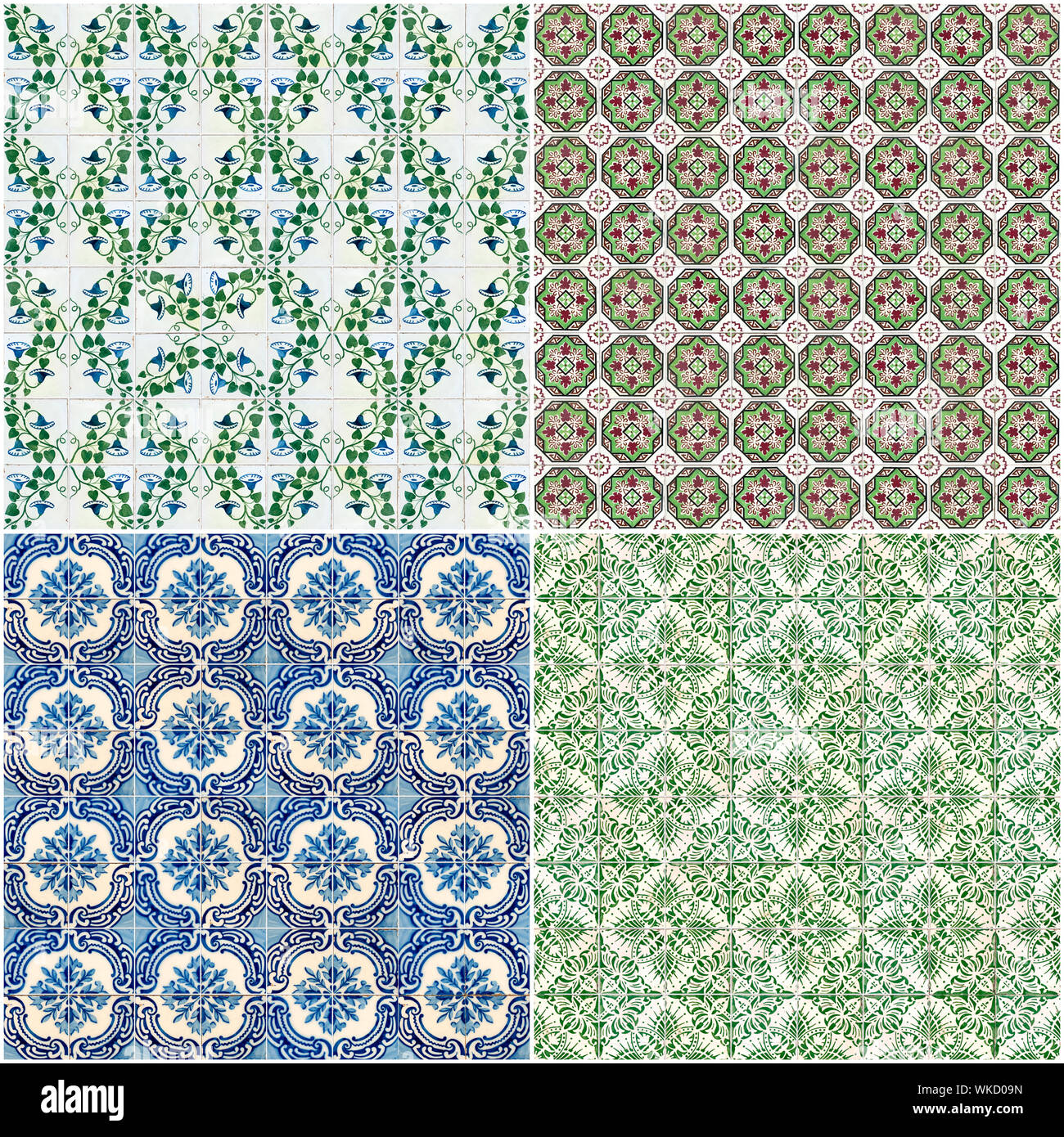 Set of four ceramic tiles patterns, vintage wall decoration Stock Photo ...