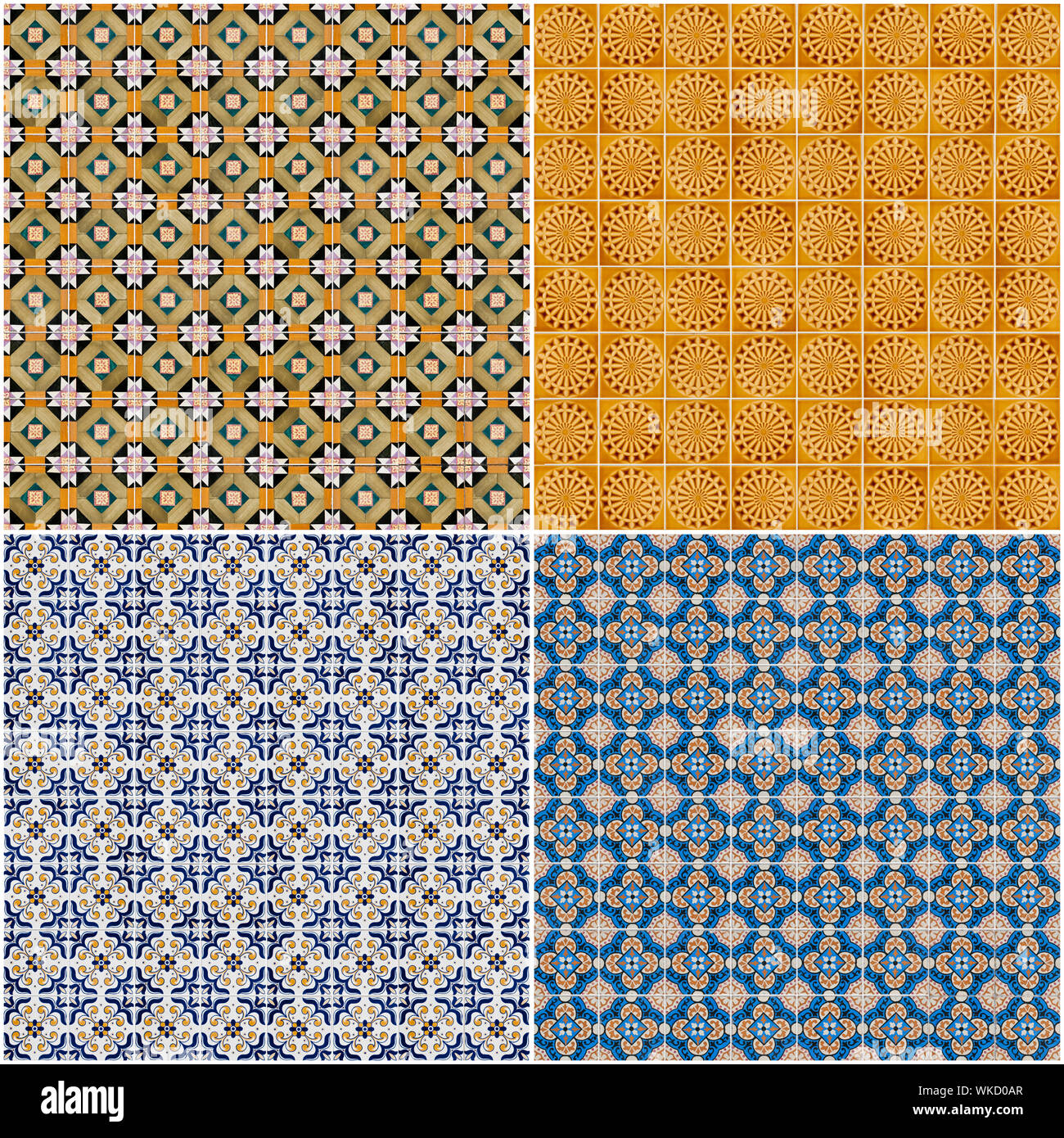 Set of four ceramic tiles patterns, vintage wall decoration Stock Photo ...