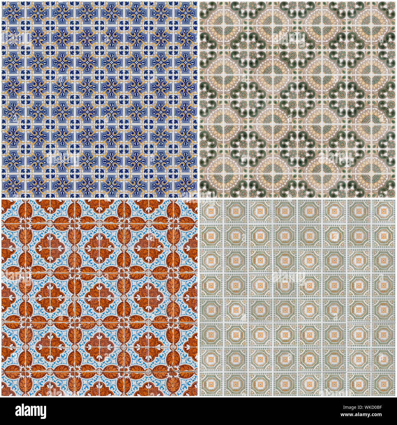 Set of four ceramic tiles patterns, vintage wall decoration Stock Photo ...