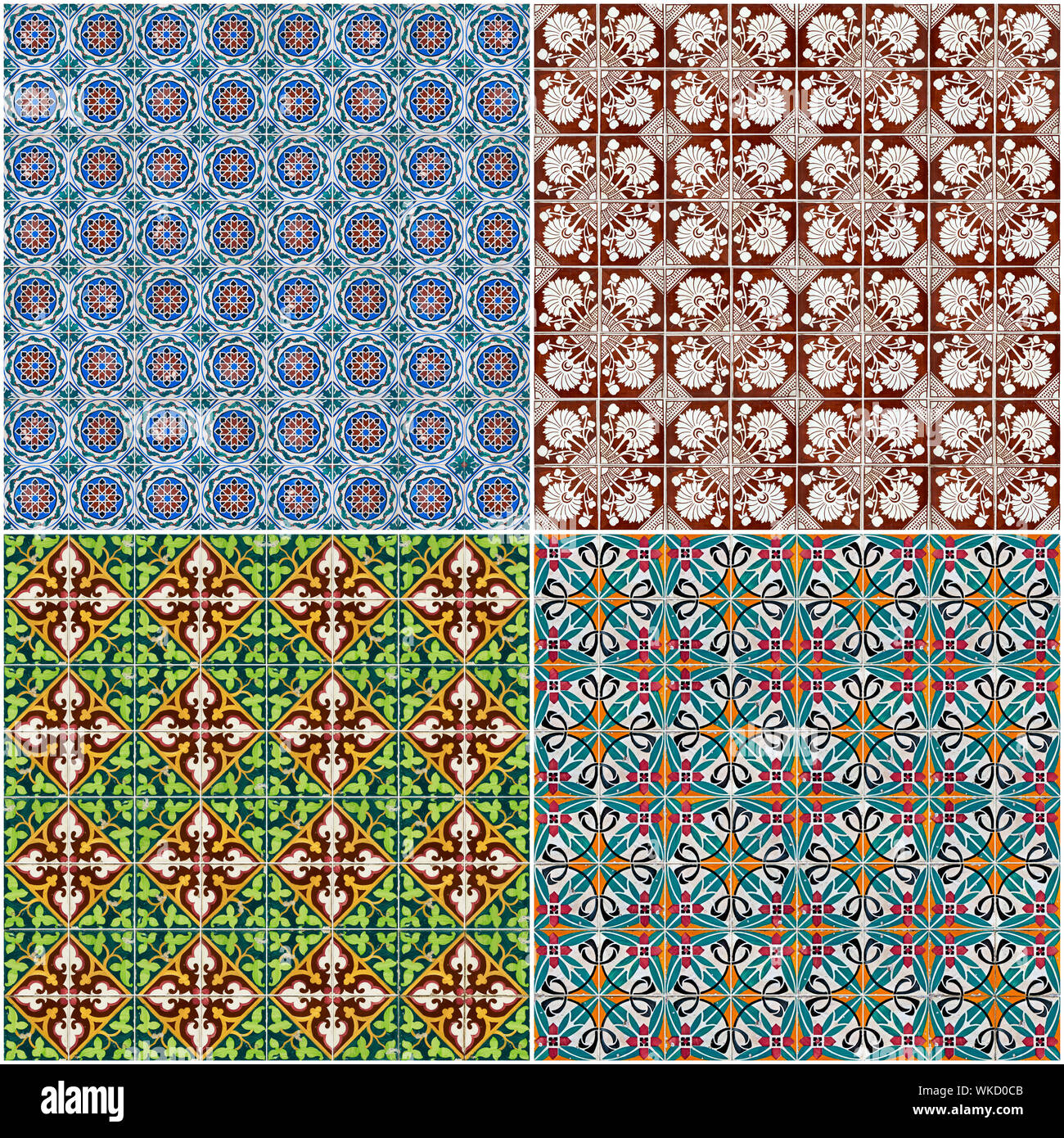Set of four ceramic tiles patterns, vintage wall decoration Stock Photo ...