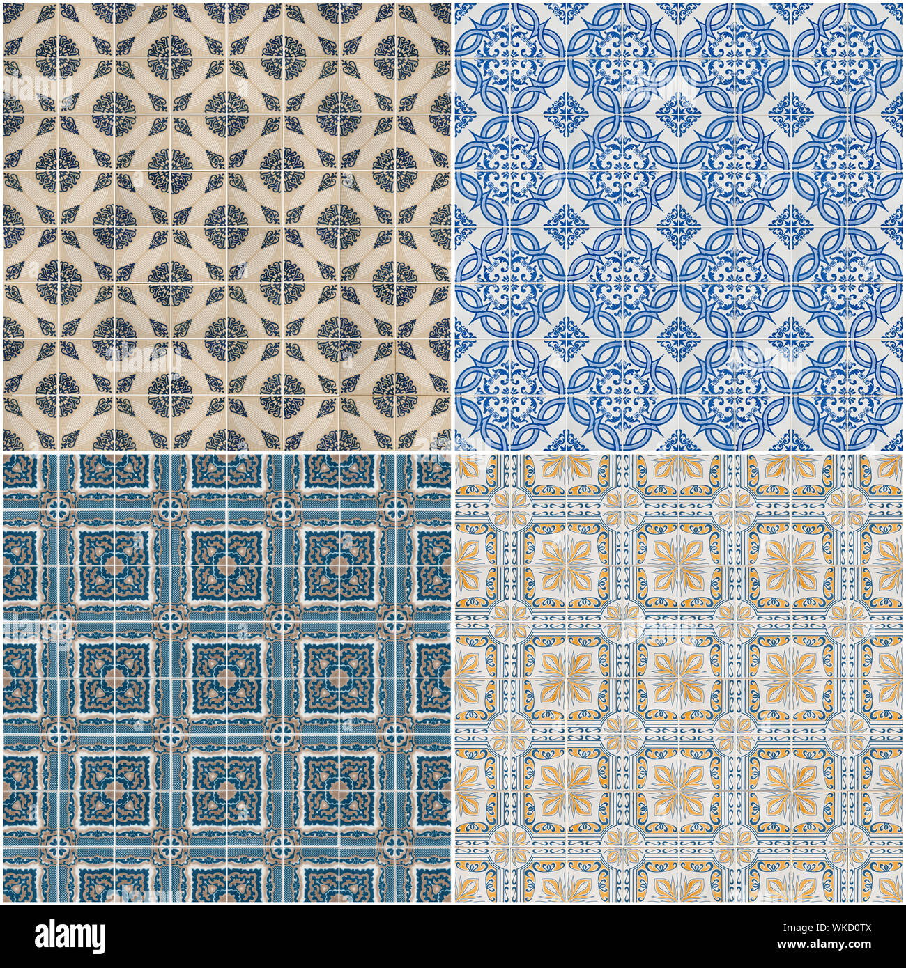 Set of four ceramic tiles patterns, vintage wall decoration Stock Photo ...