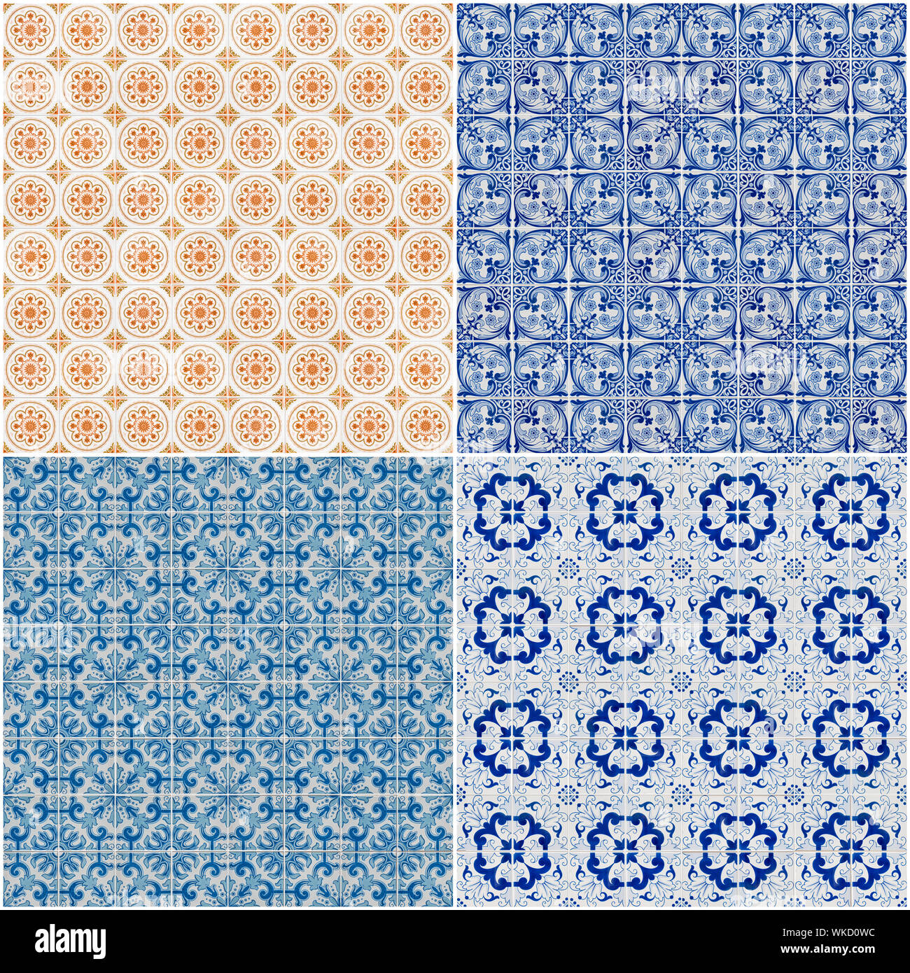 Set of four ceramic tiles patterns, vintage wall decoration Stock Photo ...