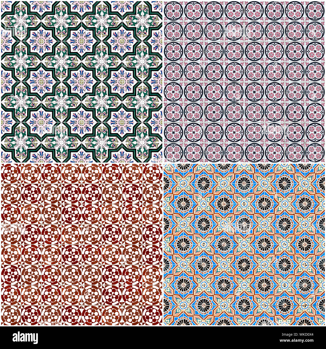 Set of four ceramic tiles patterns, vintage wall decoration Stock Photo ...