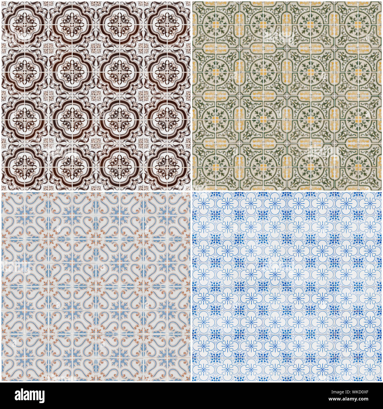 Set of four ceramic tiles patterns, vintage wall decoration Stock Photo ...