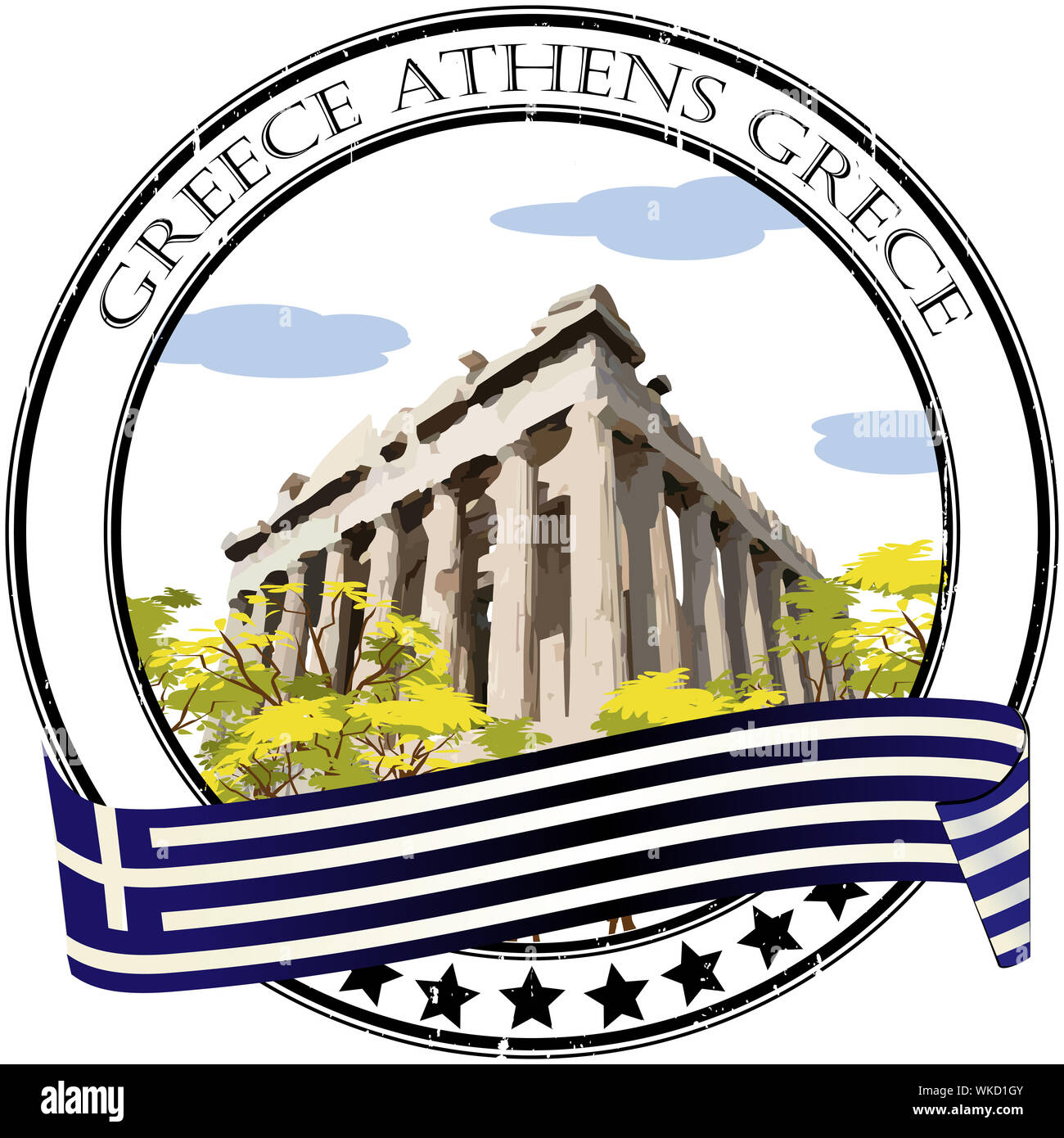 Athens grunge rubber stamp and flag Stock Photo - Alamy
