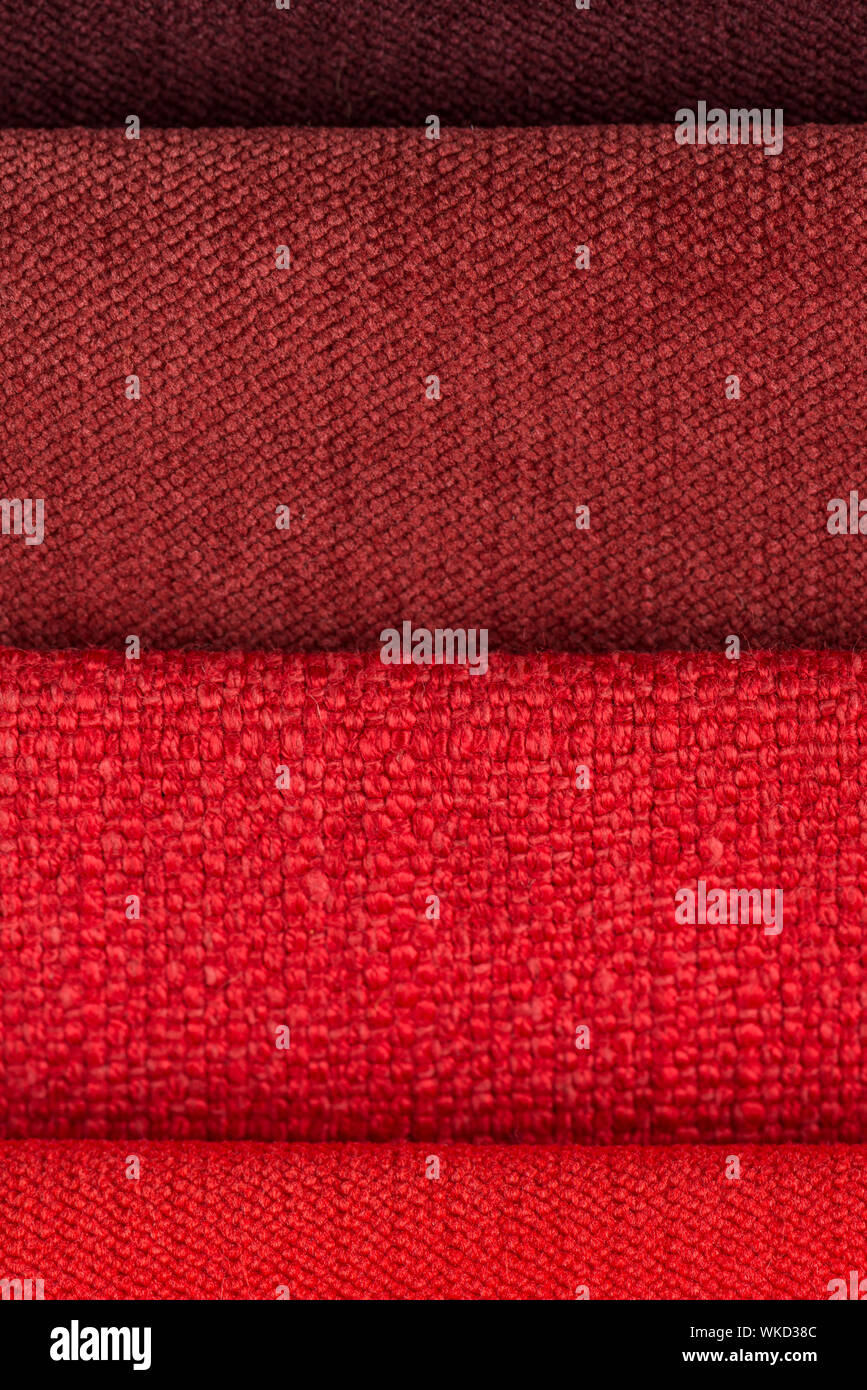 Closeup detail of red fabric texture background Stock Photo - Alamy