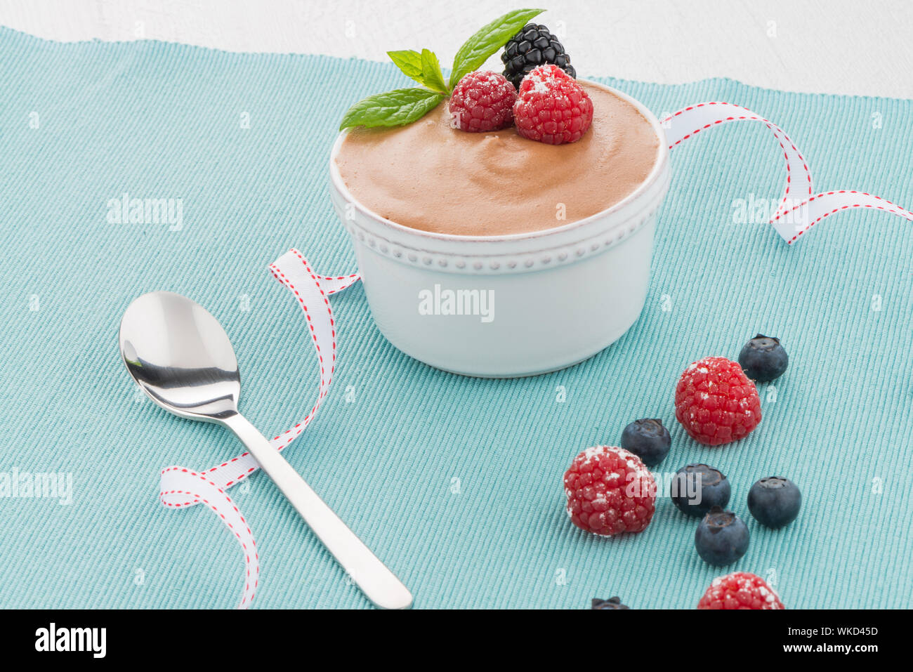 Chocolate mousse and red fruits Stock Photo - Alamy
