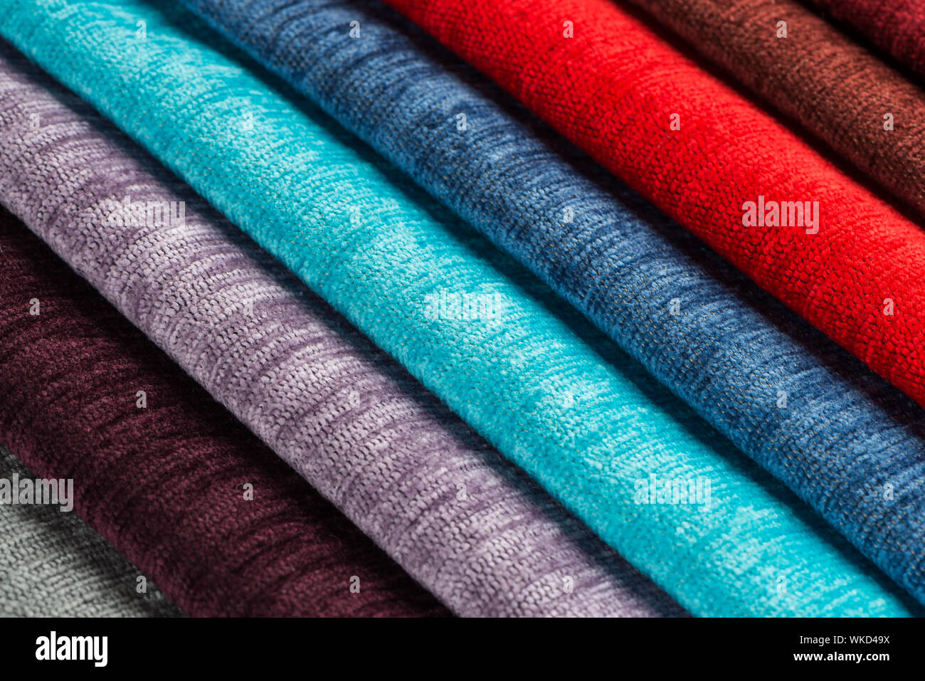Closeup detail of multi color fabric texture samples Stock Photo - Alamy
