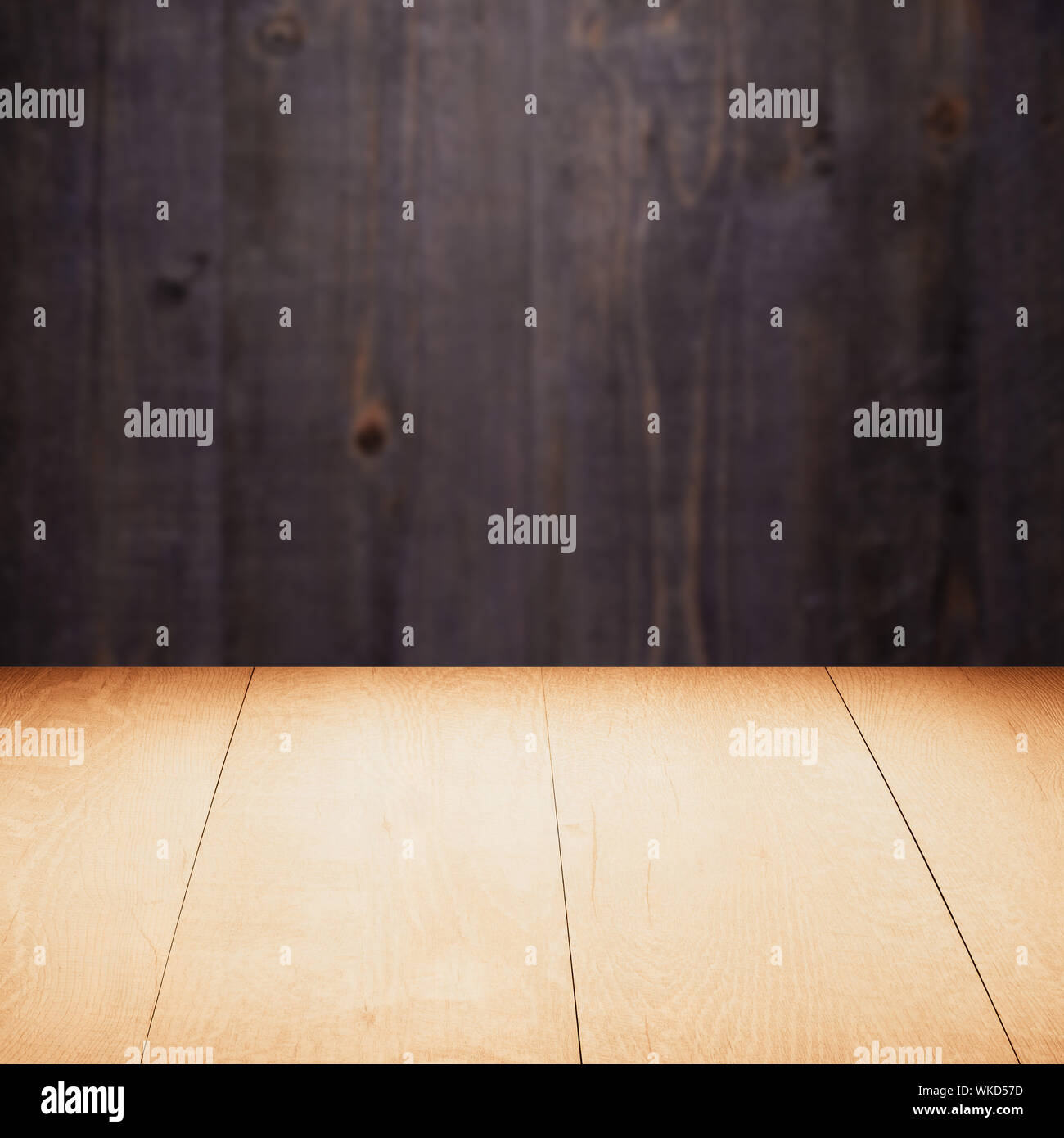 Wood background - table with wooden wall Stock Photo - Alamy