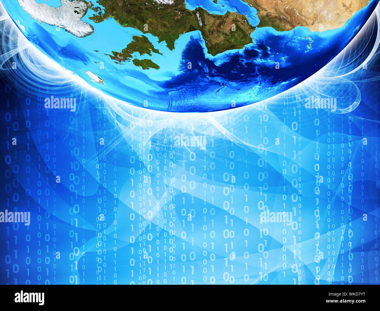 Glowing figures and Earth. Hi-tech technological background. Elements ...