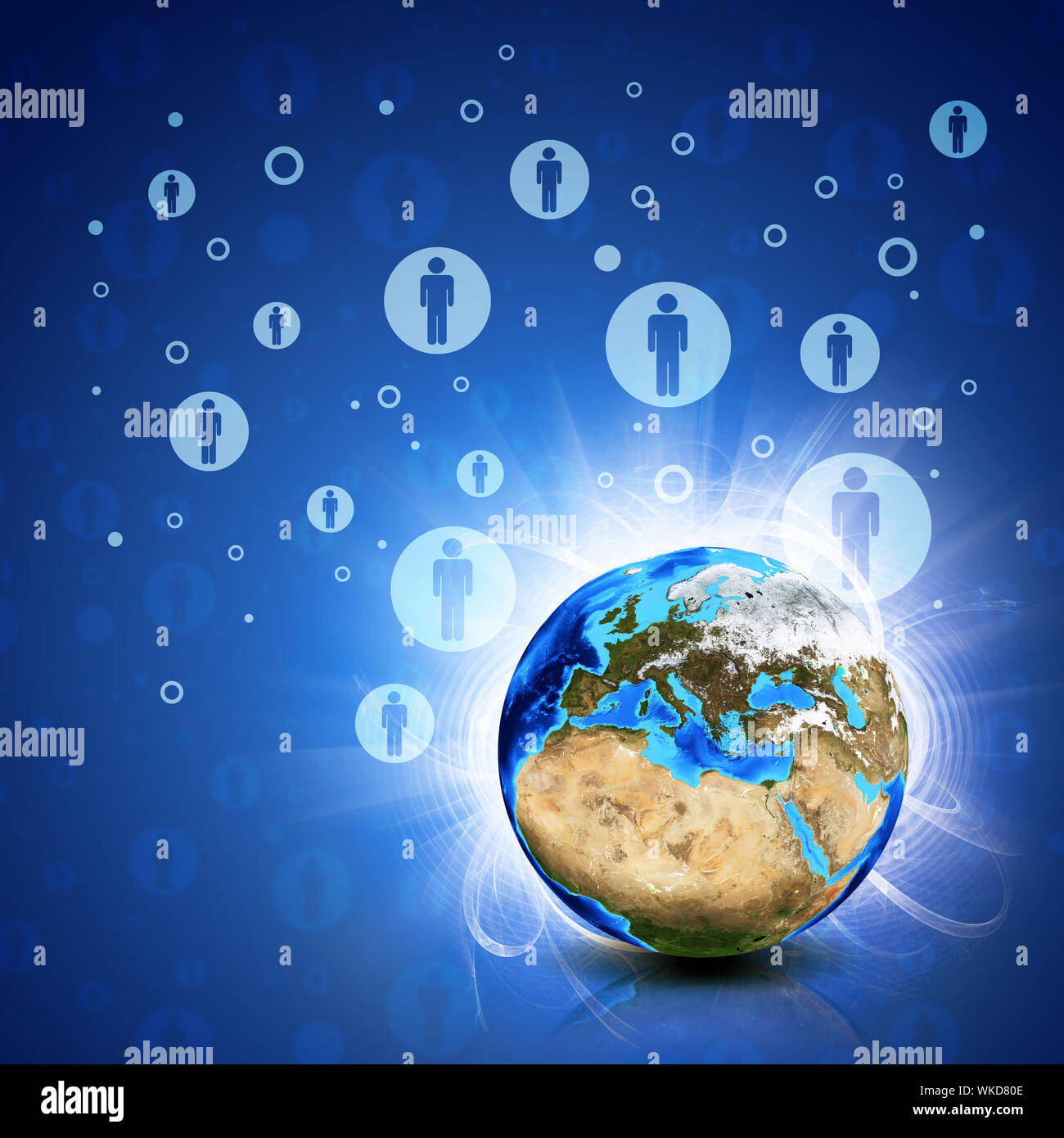 Network contacts and Earth. Hi-tech technological background. Elements ...