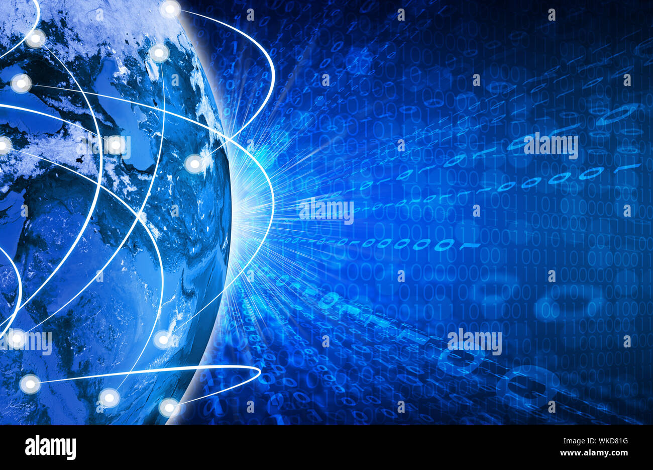 Glowing figures and Earth. Hi-tech technological background. Elements ...