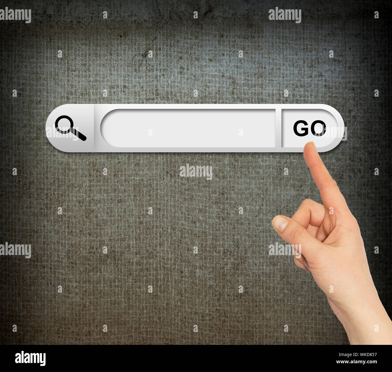 Human hand indicates the search bar in browser. Abstract background ...