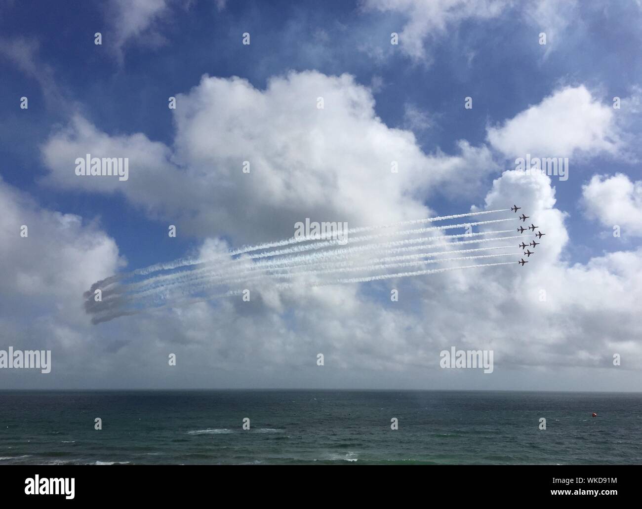 Aerial View Of Vapor Trails In Sky Stock Photo - Alamy