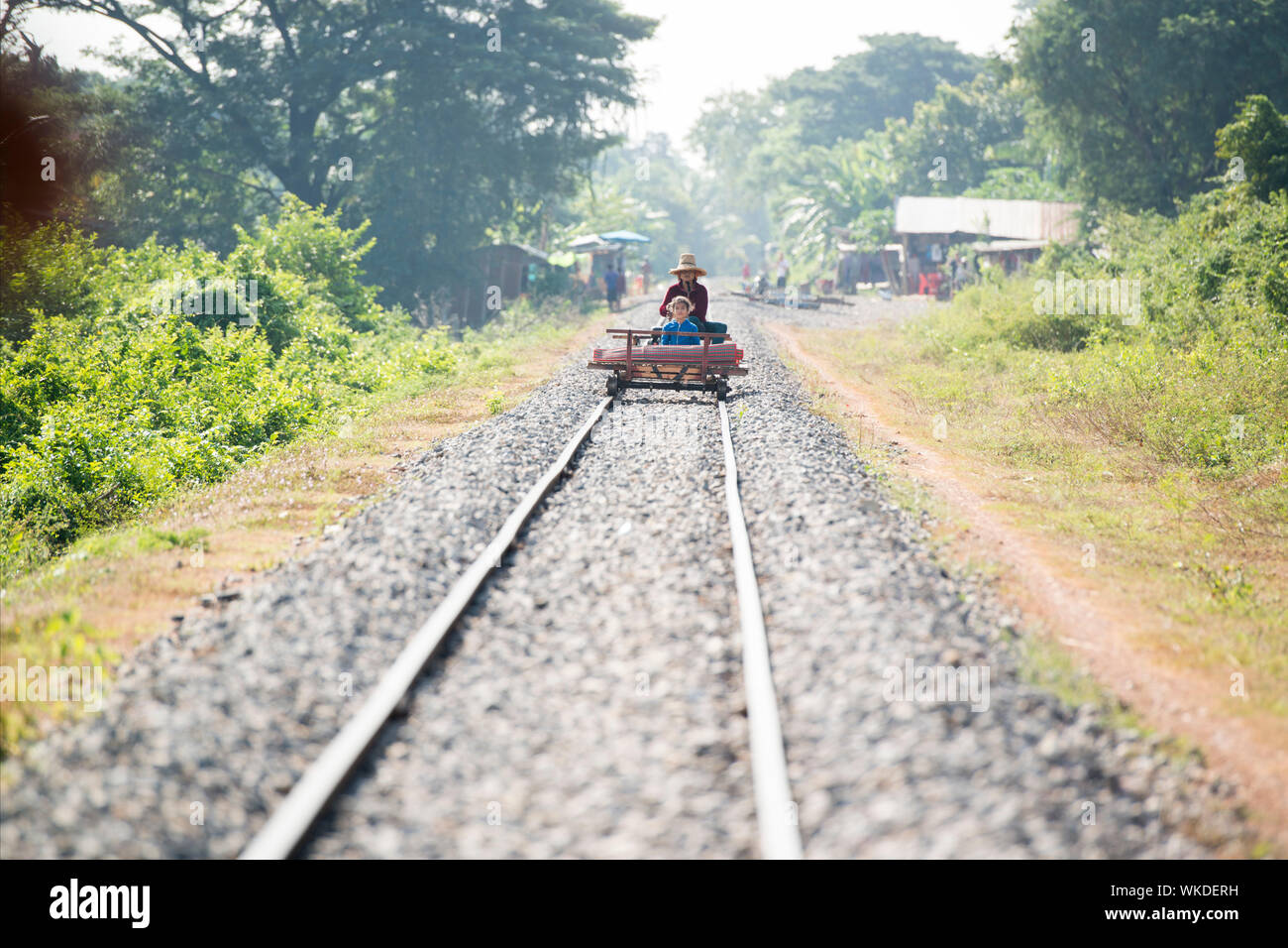 the Railway line of the Bamboo Train near the city centre of Battambang ...