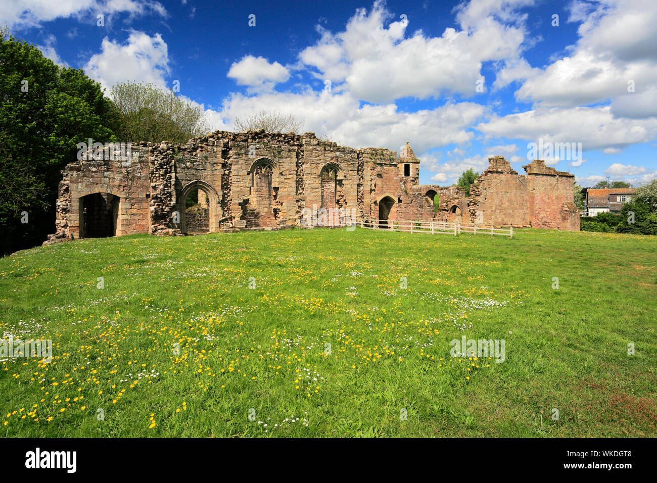 Summer view over Spofforth Castle, Spofforth village, North Yorkshire ...