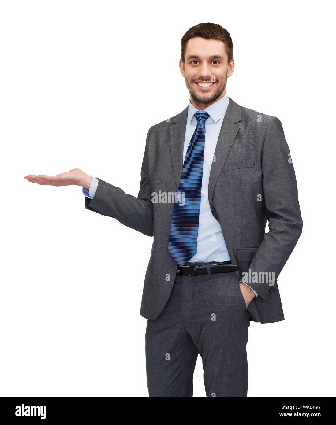 man showing something on the palm of his hand Stock Photo - Alamy