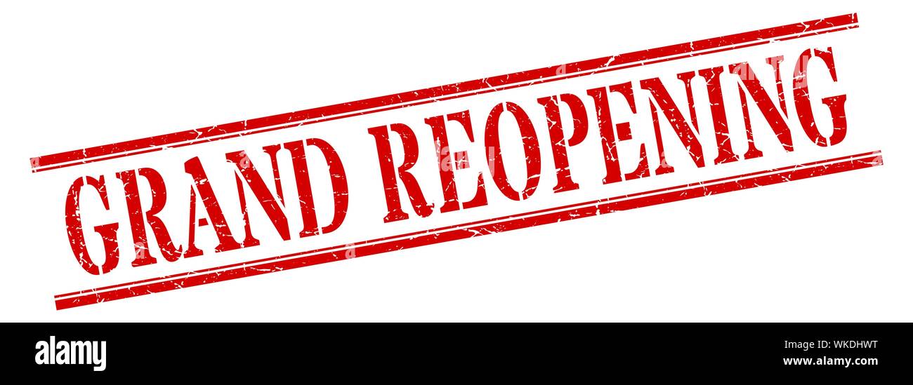 Grand reopening red grunge hi-res stock photography and images - Alamy
