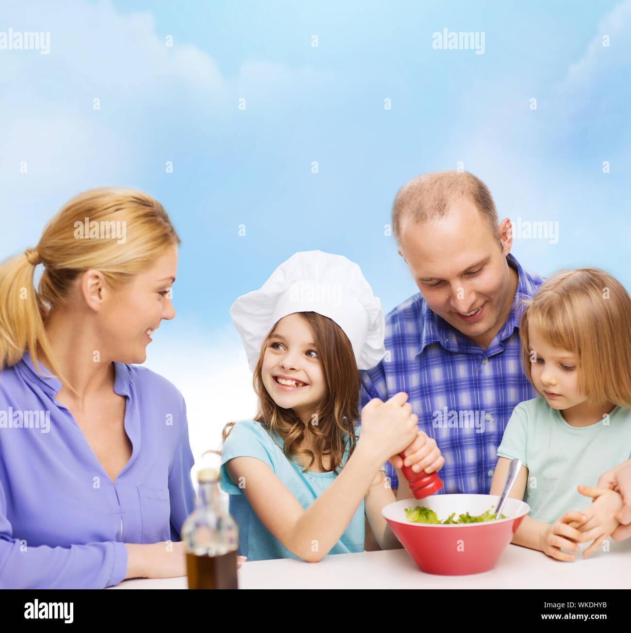 happy family with two kids eating at home Stock Photo - Alamy