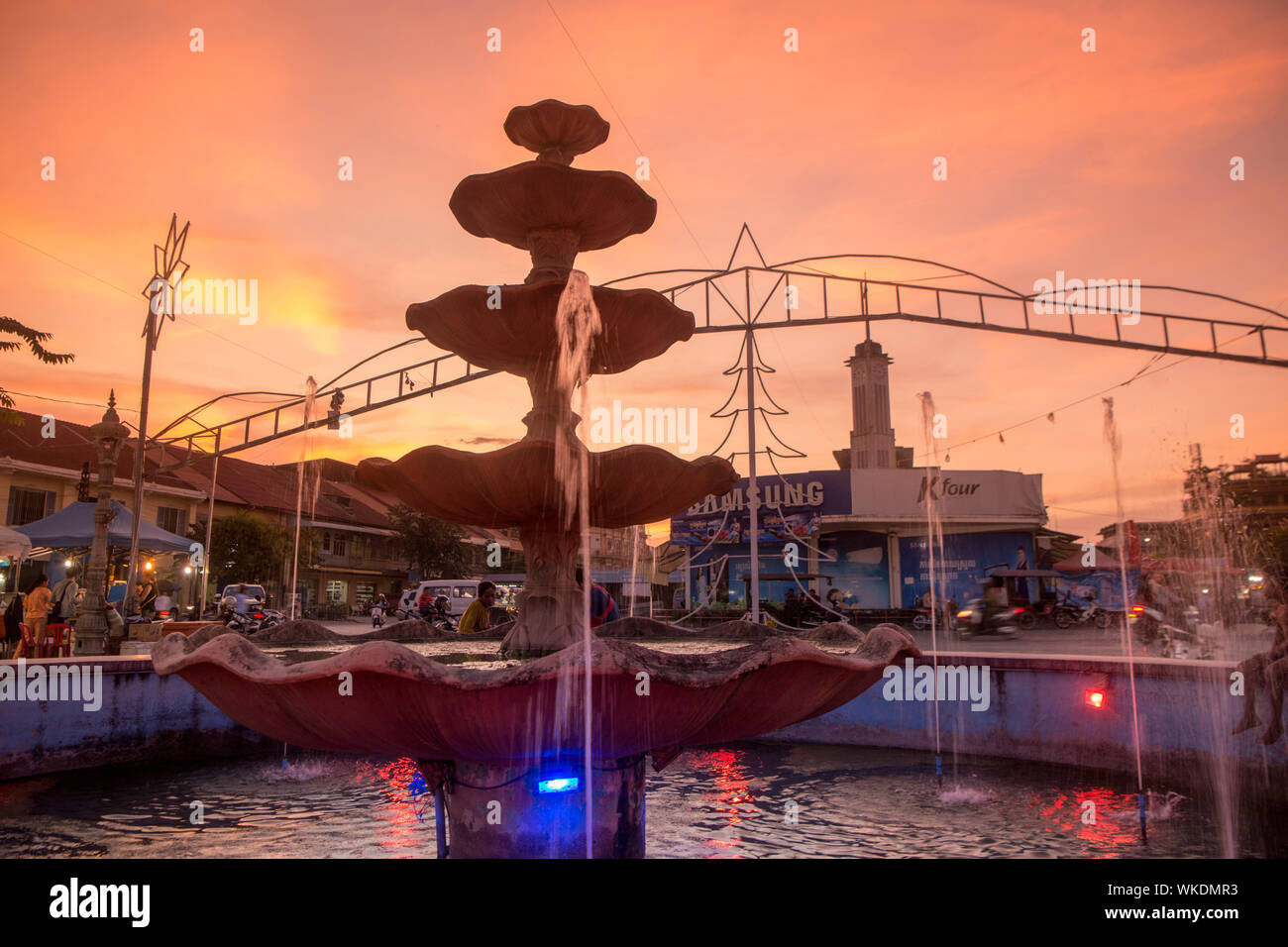 the Building of the Psar Nat market in the city centre of Battambang in ...