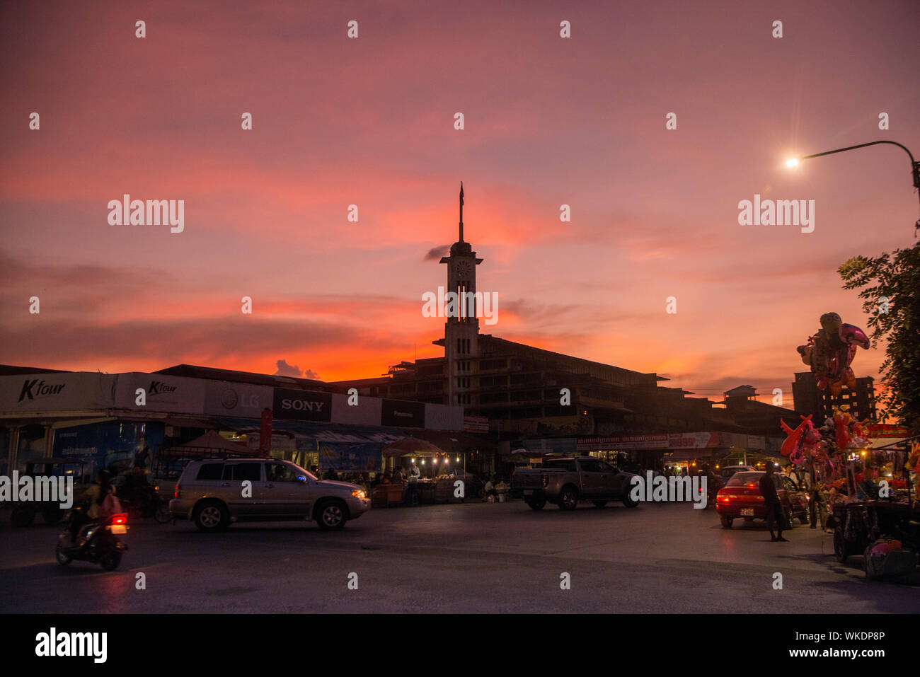 the Building of the Psar Nat market in the city centre of Battambang in ...